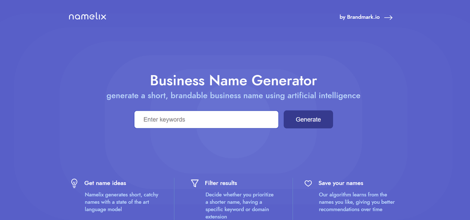 Namelix - AI-Powered Name Generator for Businesses | B12