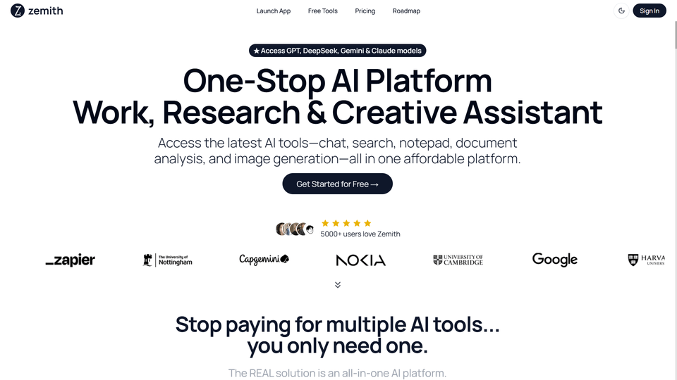 Zemith - All-in-One AI Productivity Platform | B12