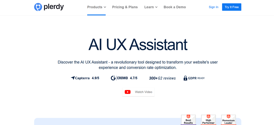 Plerdy AI UX Assistant - Transform Your Site and Unlock Peak Performance | B12