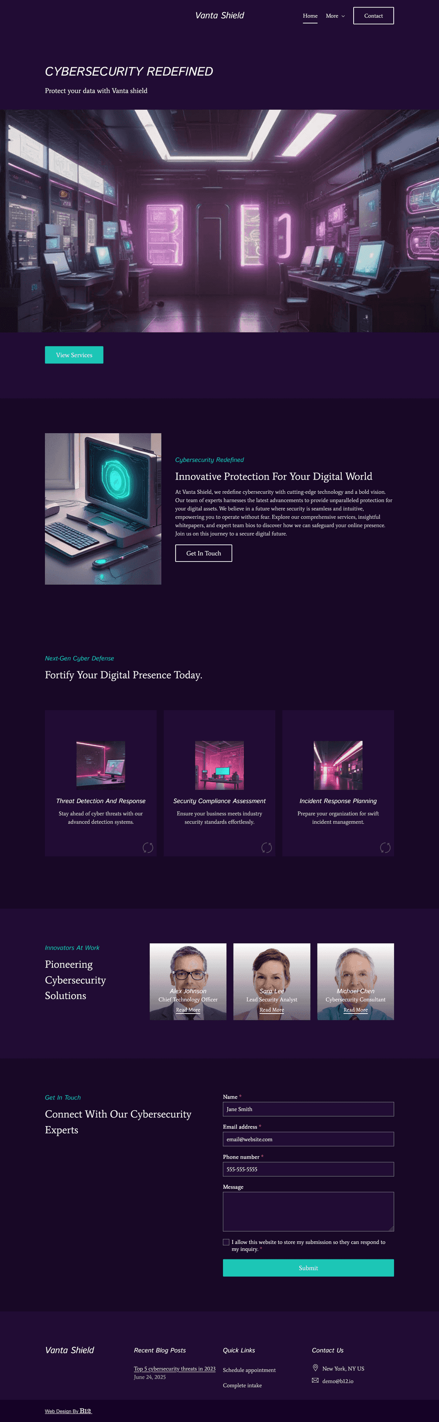 Website with futuristic cyberpunk illustrations | B12