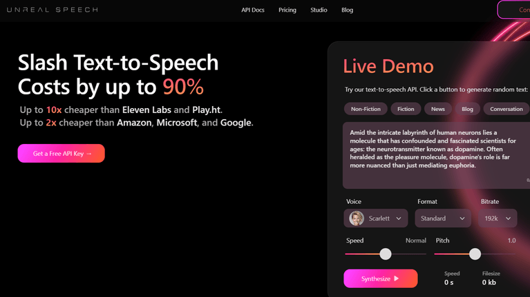 Unreal Speech - Cost-Effective Text-to-Speech API | B12