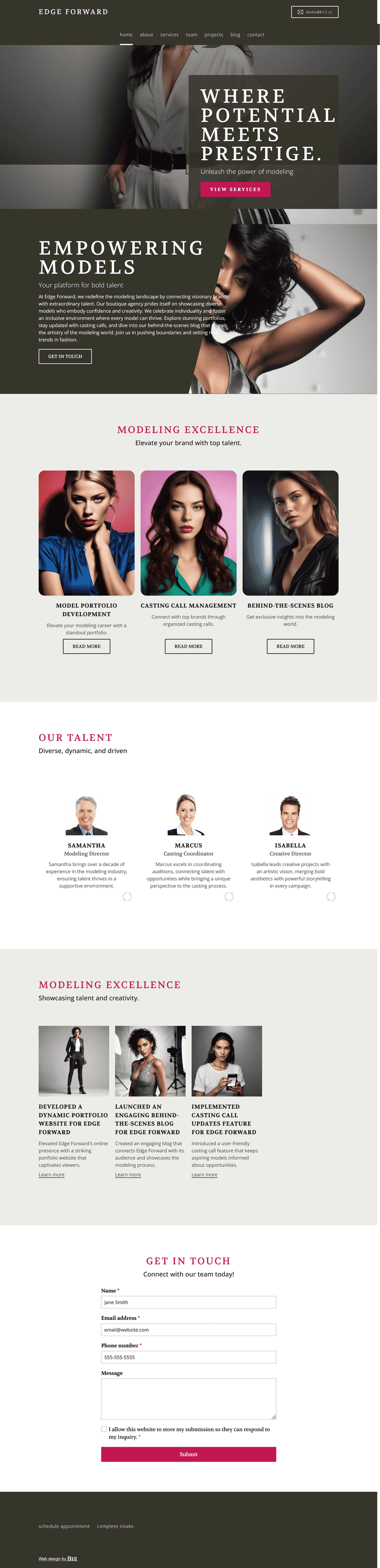 Modeling agency website | B12