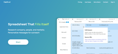 CapGo.AI - Transform Spreadsheets into Market Research Powerhouses | B12