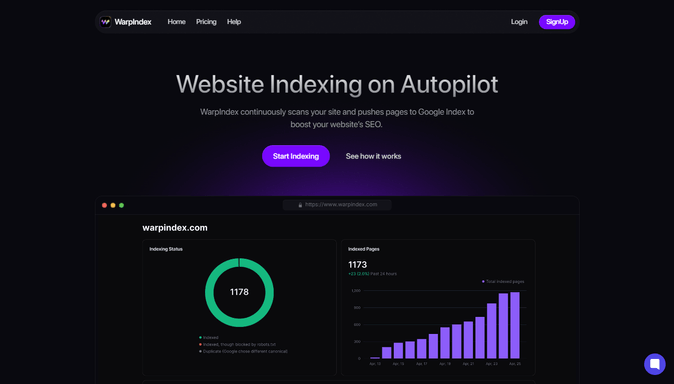 WarpIndex - Website Indexing on Autopilot | B12