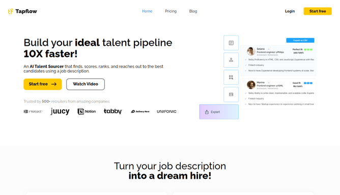 Tapflow – AI-Powered Talent Sourcing for Smarter Hiring | B12