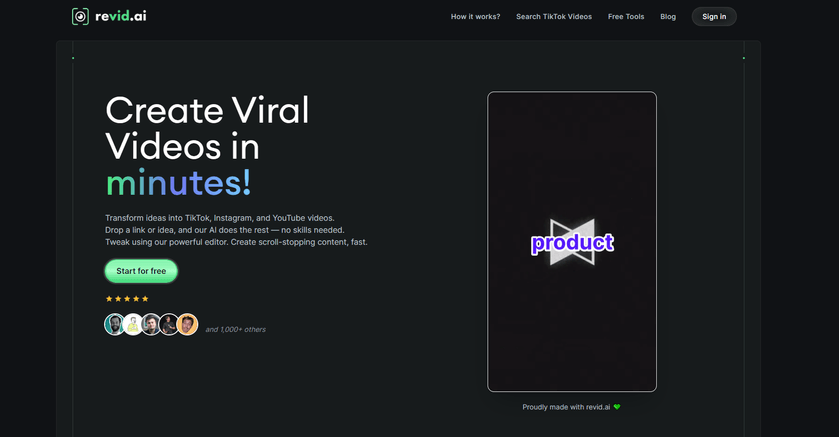 revid.ai - Generate Viral Videos for Your Social Pages | B12