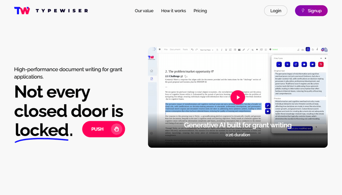 Typewiser - Smart Grant Writing with AI | B12