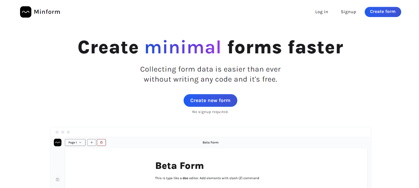 Minform - Quick and Easy Online Form Builder | B12
